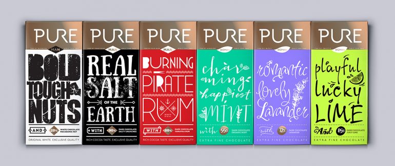 PURE - His & Hers Chocolate Packaging | Design & Paper